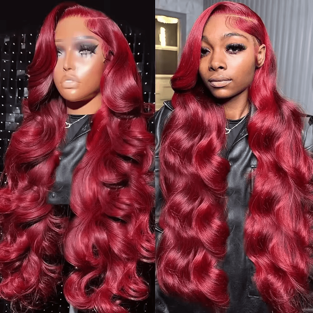 99J Burgundy Lace Front Wig Human Hair 13X6 Body Wave Lace Frontal Wigs ...