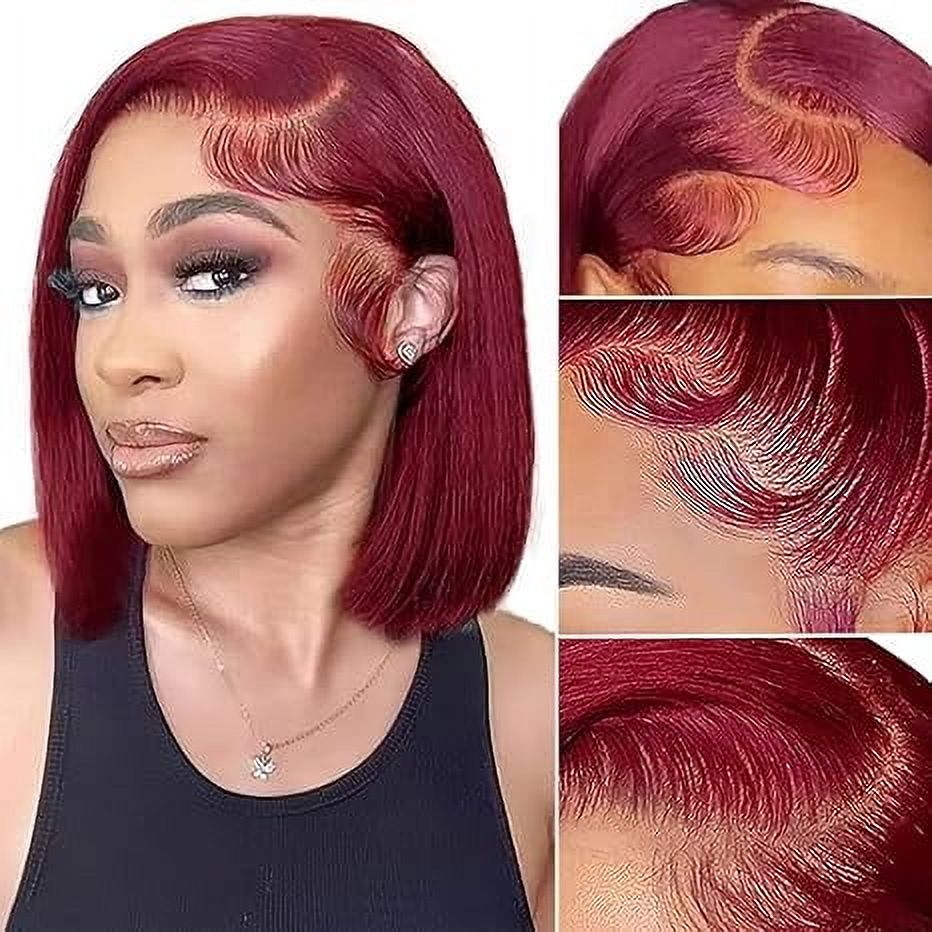 99J Burgundy Lace Front Wigs Human Hair Bob Wig Human Hair 13x4 Frontal ...