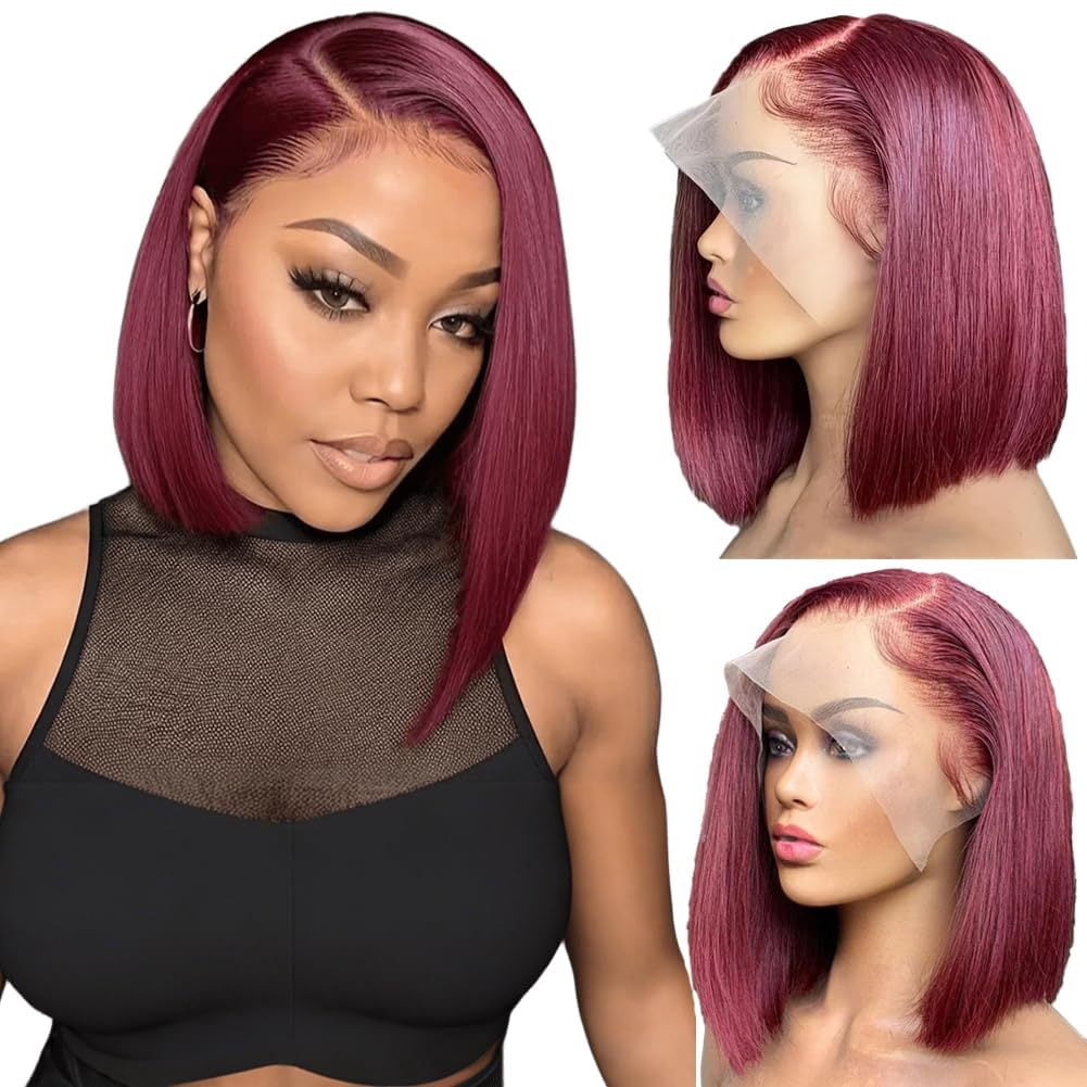 99J# Front Lace Headgear 13x4 Lace Frontal Bob Wig - 8-14 Inch Lace ...