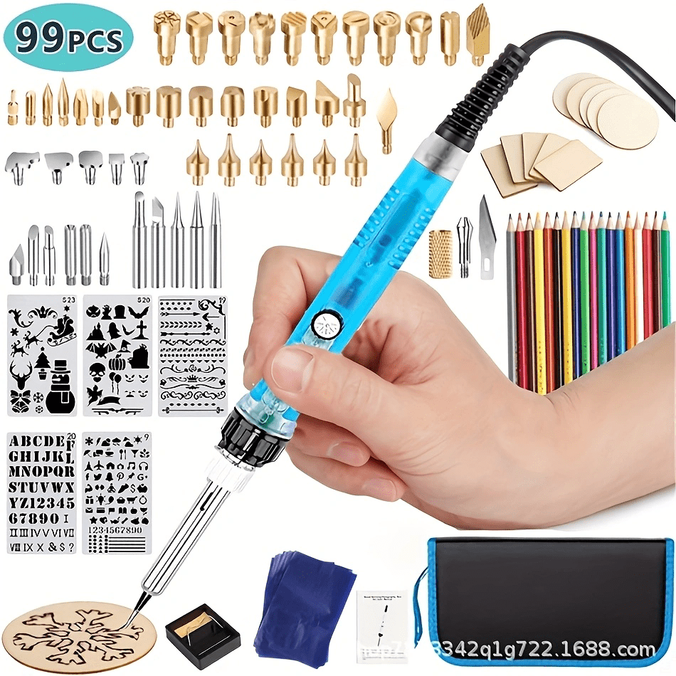 99pcs Wood Burning Kit, Soldering Pen with Adjustable On-Off for Switch ...