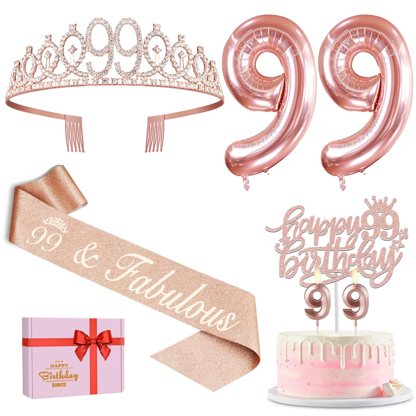 99th Birthday Decorations for IFF17 Women with 99th Birthday Sash and ...