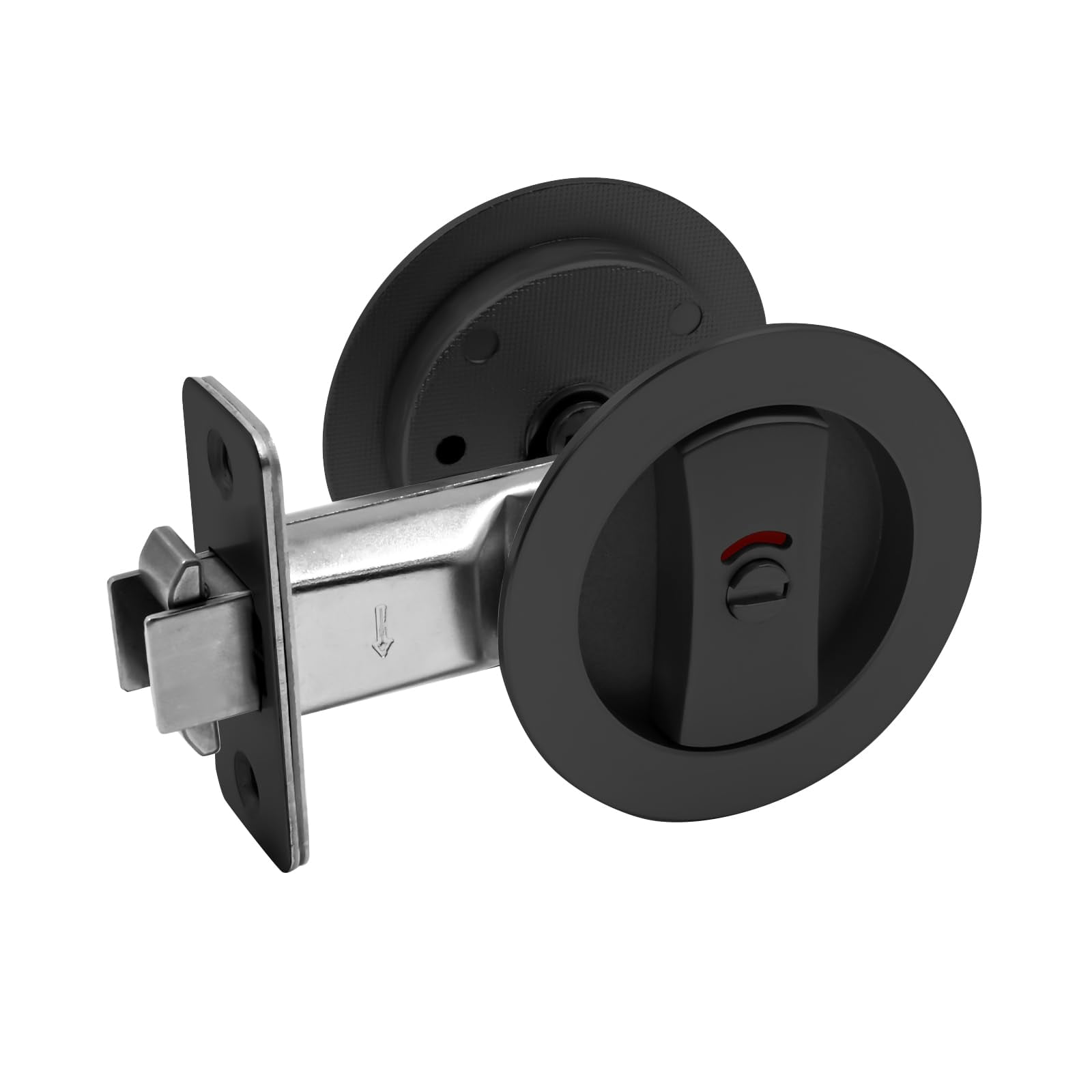 9BUILD Black Pocket Door Hardware with Color Indicators Round Pocket ...