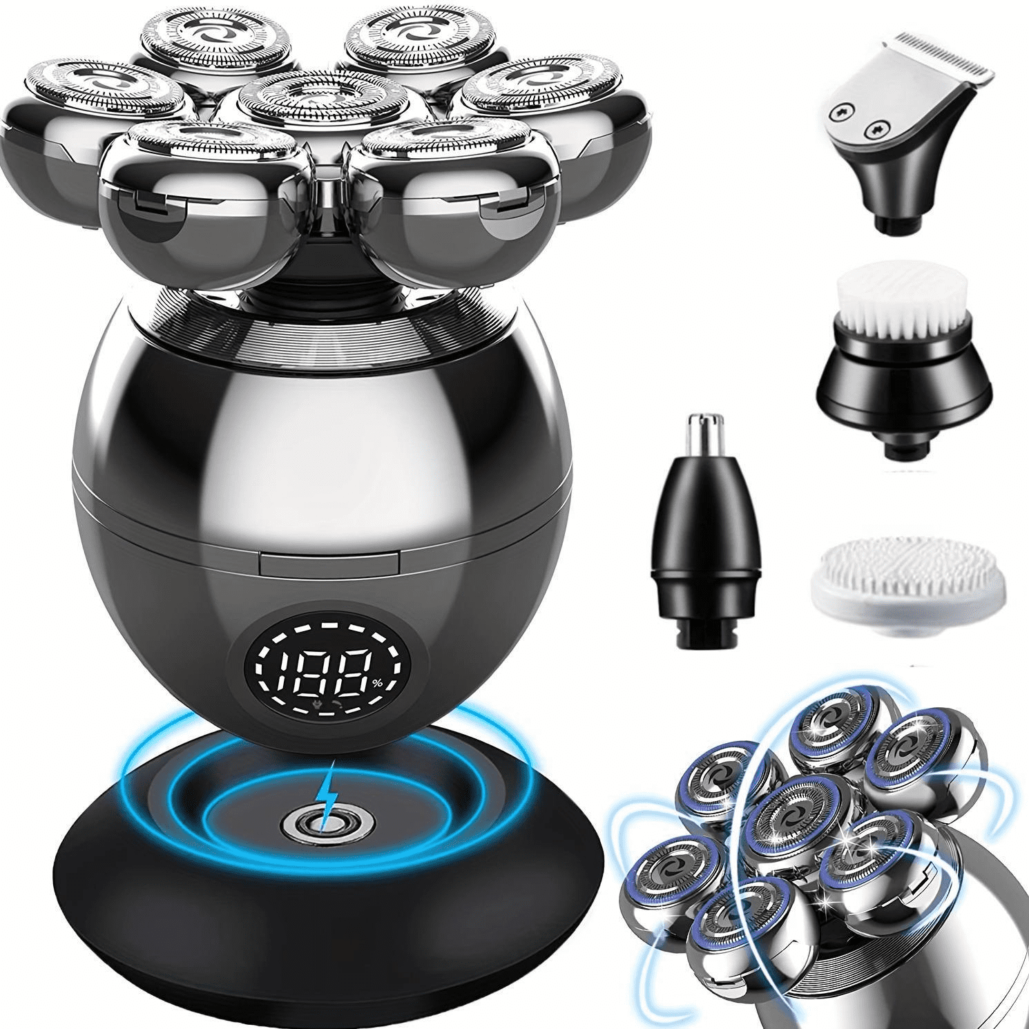9D 5-in-1 Electric Head Shaver for Bald Men - Waterproof Wet/Dry ...