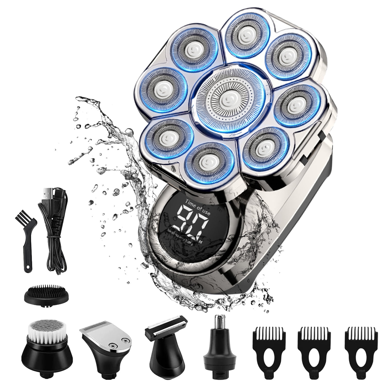 9D Electric Head Shaver for Bald Men, 6-In-1 Mens Elctric Razor ...