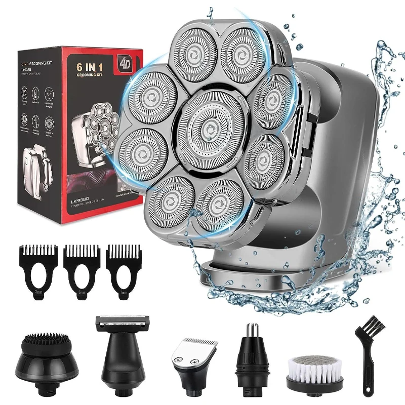 9D Electric Head Shaver for Bald Men, Upgraded 6-in-1 Head Shaver for ...