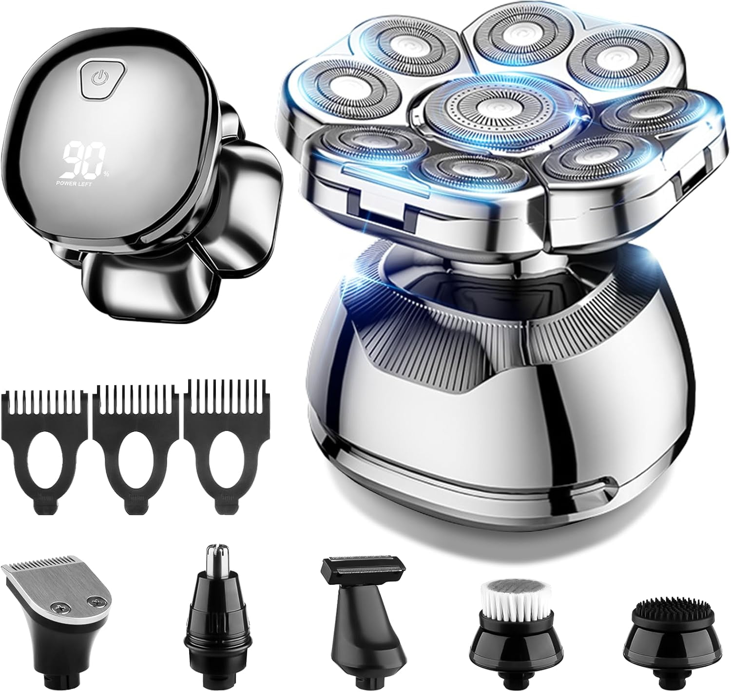 9D Head Shavers for Bald Men, 6-in-1 Electric Razor for Men, Cordless ...