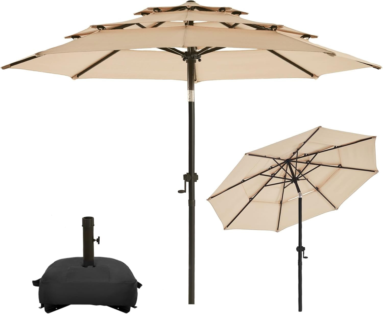9FT-3 Tier Patio Umbrellas with Base Included, 8 Sturdy Ribs, Fade ...