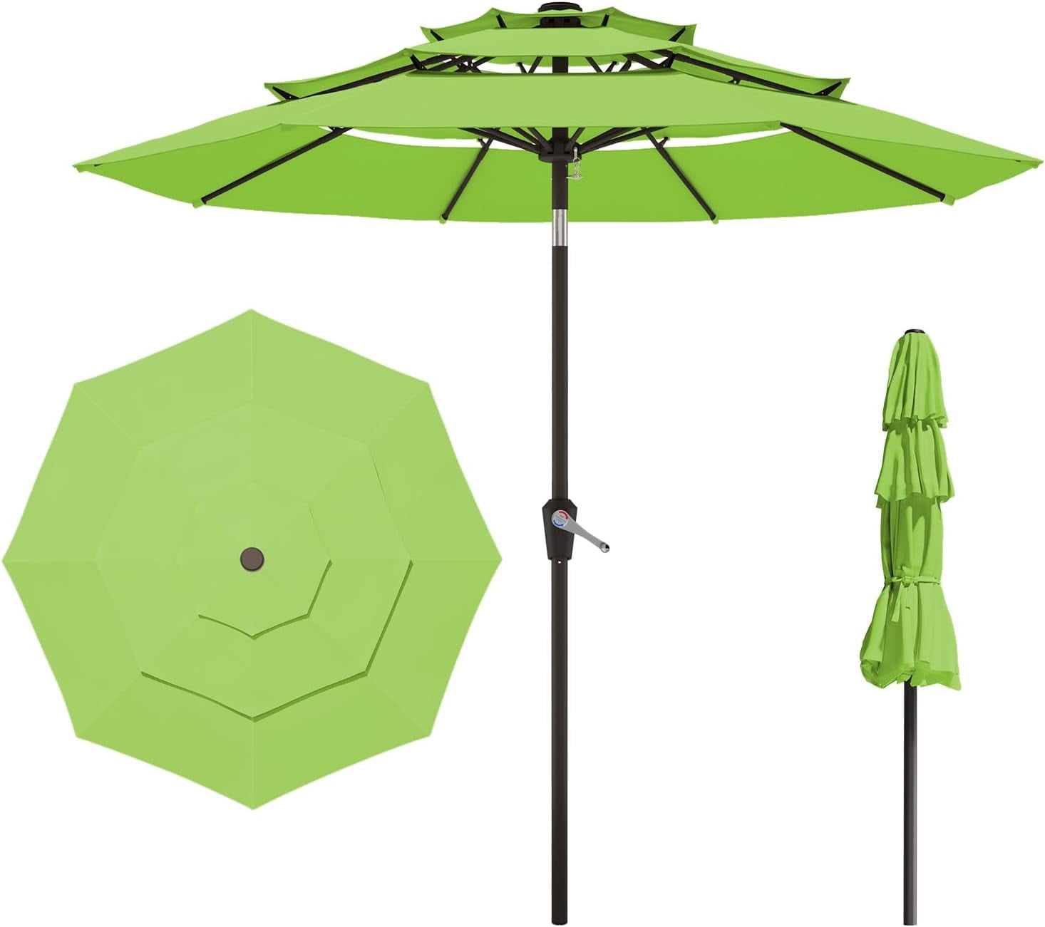 9FT 3 Tiers Patio Umbrella with Push Button Tilt/Crank, Outdoor Market ...