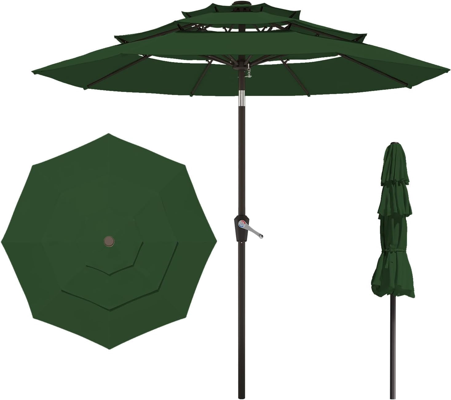 9FT 3 Tiers Patio Umbrella with Push Button Tilt/Crank, Outdoor Market ...