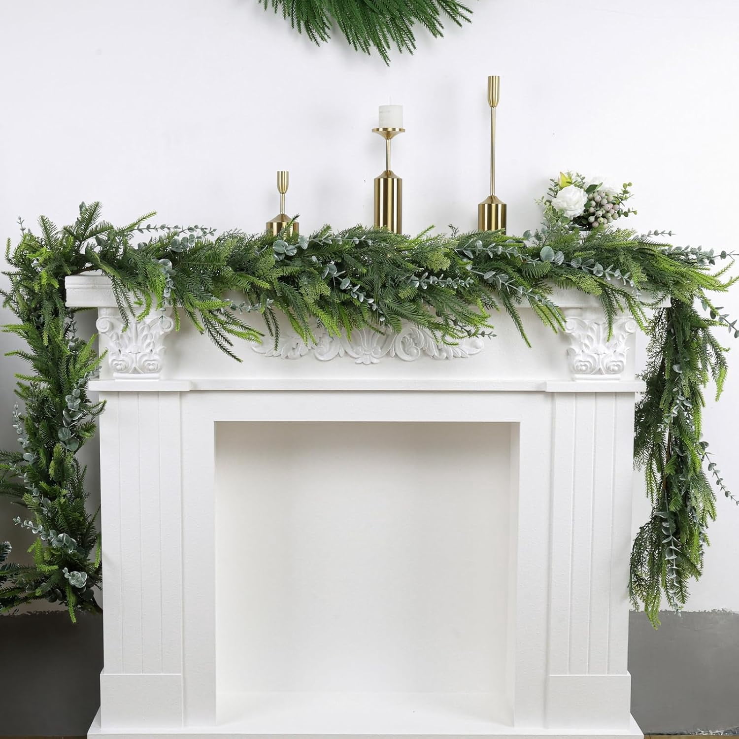 9FT Artificial Norfolk Pine Garland, Christmas Eucalyptus Garland, Real ...