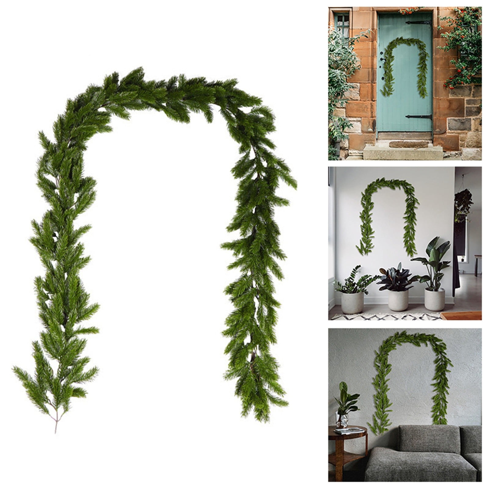 9FT Artificial Norfolk Pine Garland Realistic Christmas Greenery ...