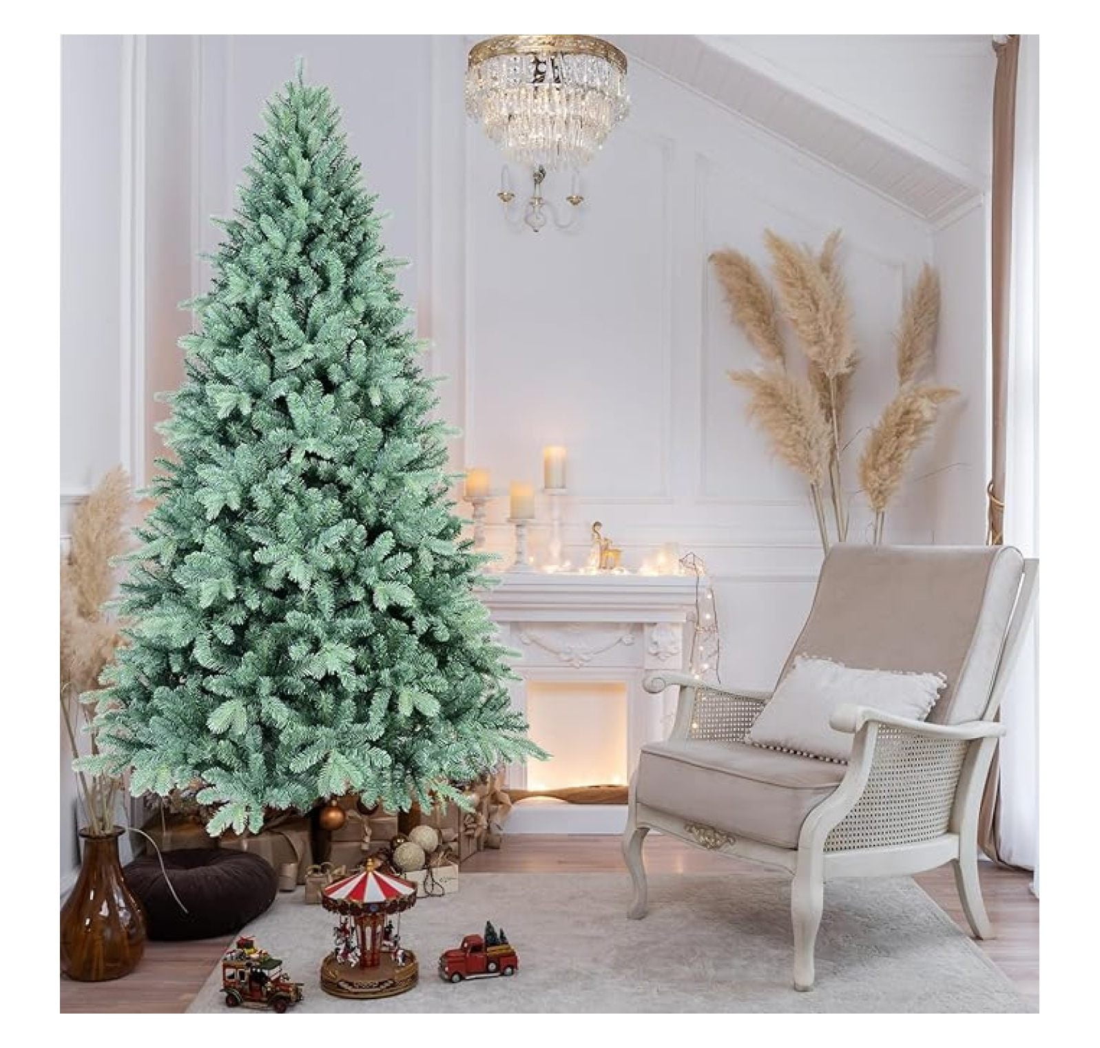 9FT Blue Spruce Artificial Christmas Tree, Premium Unlit Christmas Tree ...