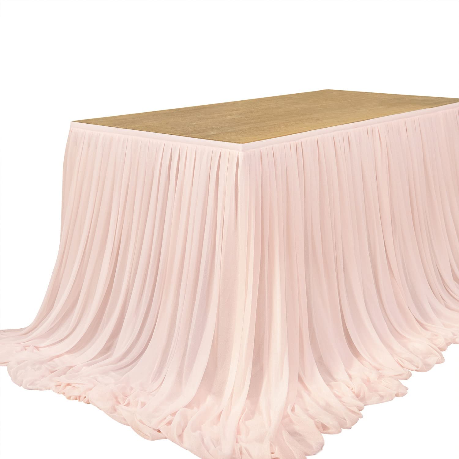 9FT Blush Table Skirt Extra Long Sheer Table Skirt Cloth for Wedding ...