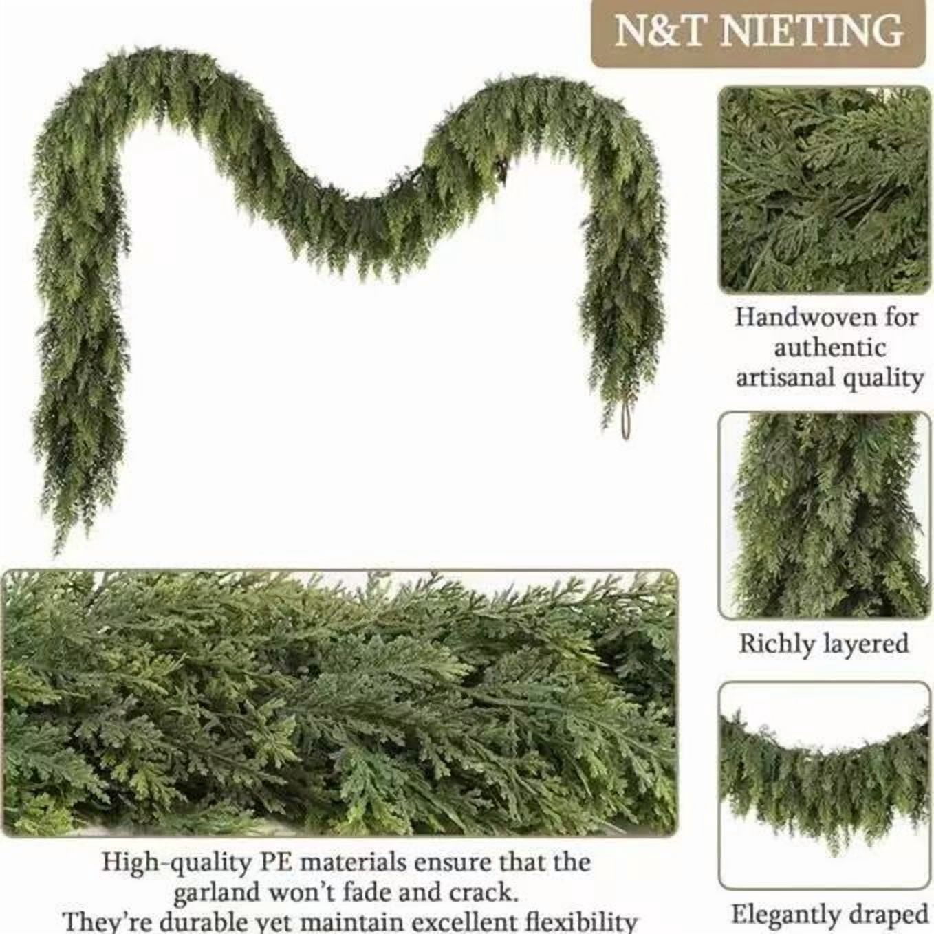 9FT Cedar Christmas Garlands, Realistic Green Pine Garland, Real Touch ...
