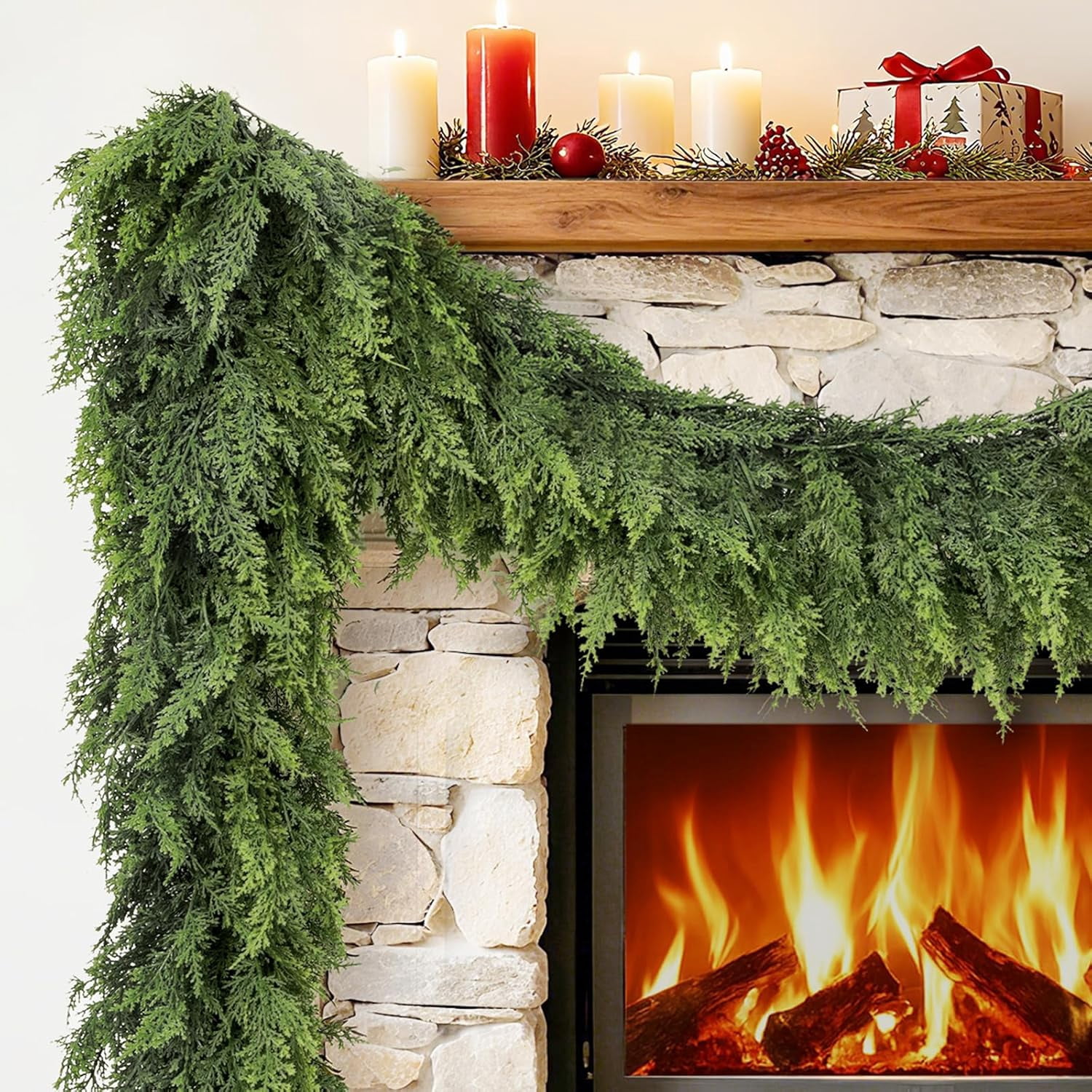 9FT Christmas Cedar Garlands Real Touch Garland Artificial Realistic ...