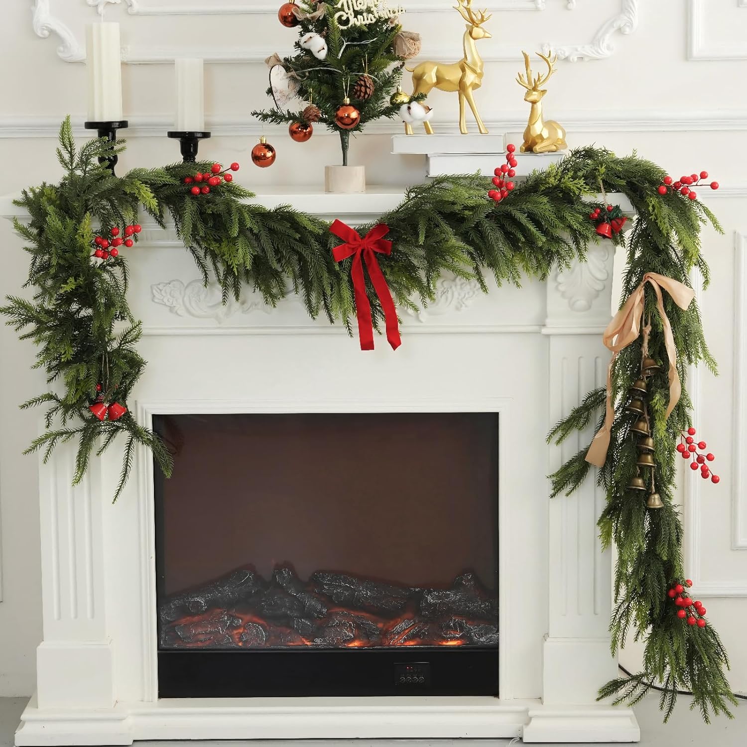 9FT Christmas Garland Realistic – Artificial Norfolk Pine Garlands for ...