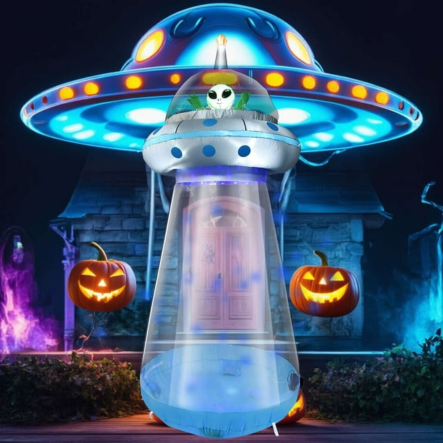 9FT Christmas Inflatable Outdoor Decorations Alien UFO Blow Up Yard ...