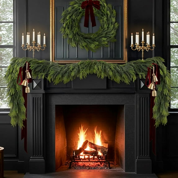 9FT Christmas Norfolk Pine Garland Real Touch Pine Artificial Garlands ...