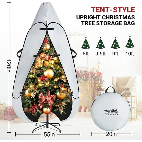 9FT Christmas Tree Covers for Upright Sacks Storag,Waterproof Standing ...