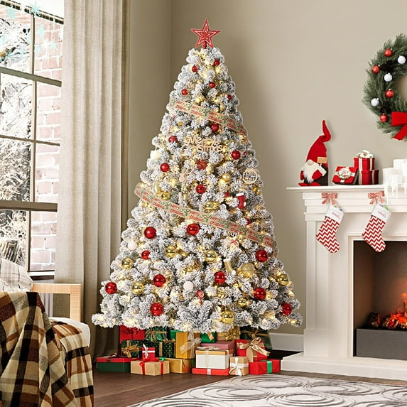 9FT Christmas Tree, Prelit Artificial Christmas Tree with 900 Warm ...