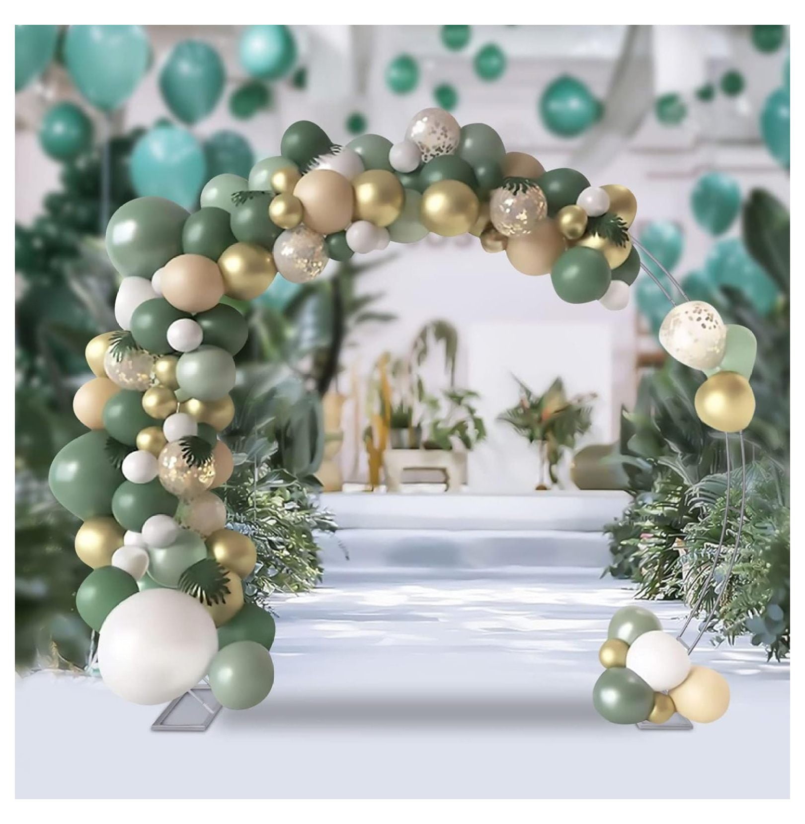 9FT Circle Metal Wedding Arches for Ceremony, White Arbor Backdrop ...