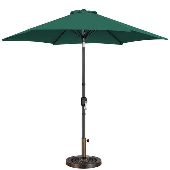 9FT Dark Green Round Push Button Tilt And Crank Patio Umbrella, Heavy ...