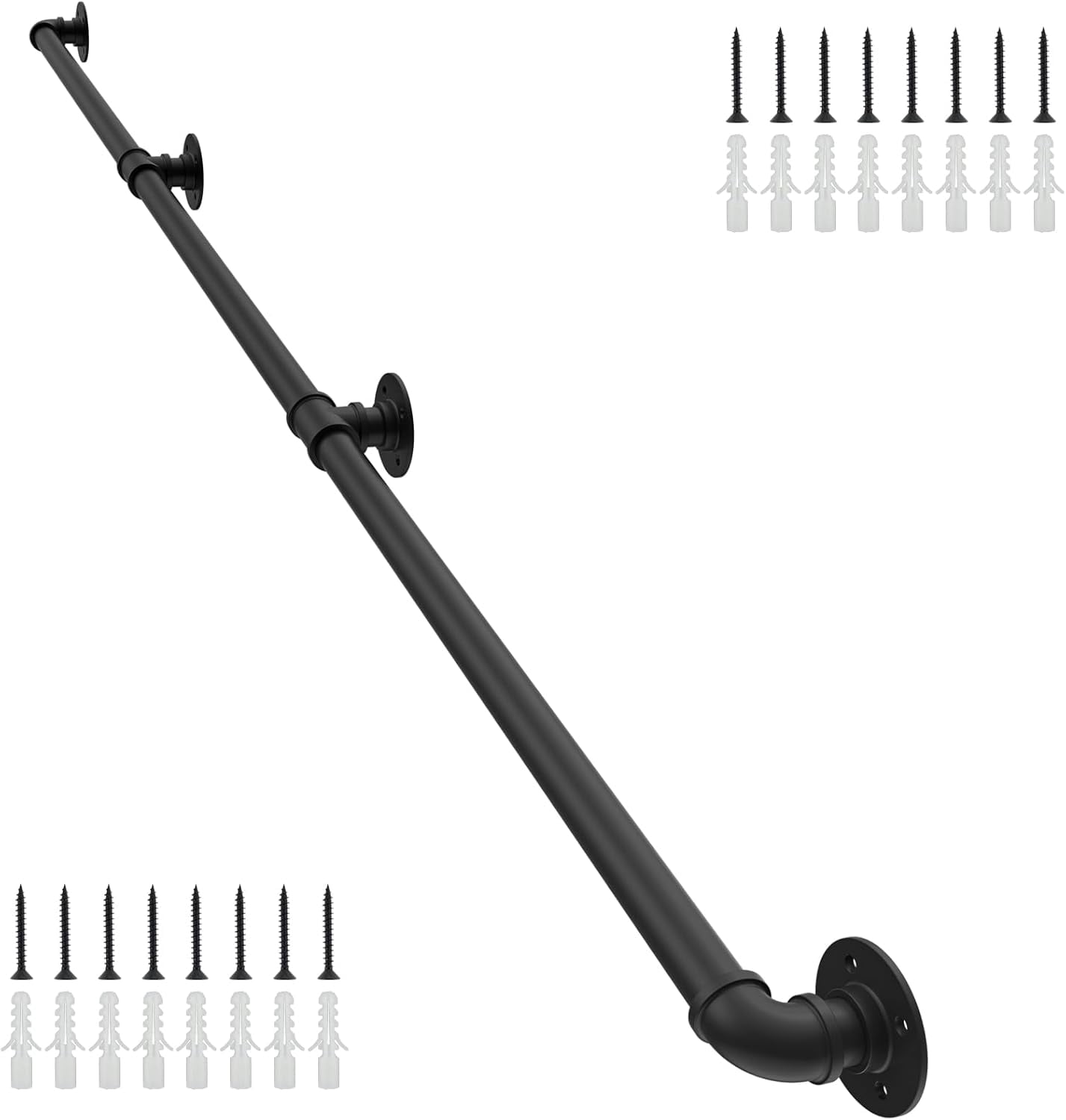 9FT Industrial Staircase Handrail,Staircase handrail for Outdoor and ...