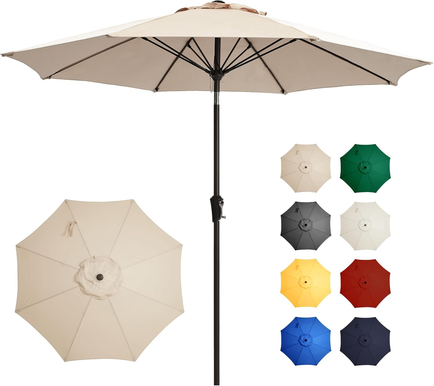 9FT Large Outdoor Patio Umbrella Market Table Umbrella-UV Resistant ...