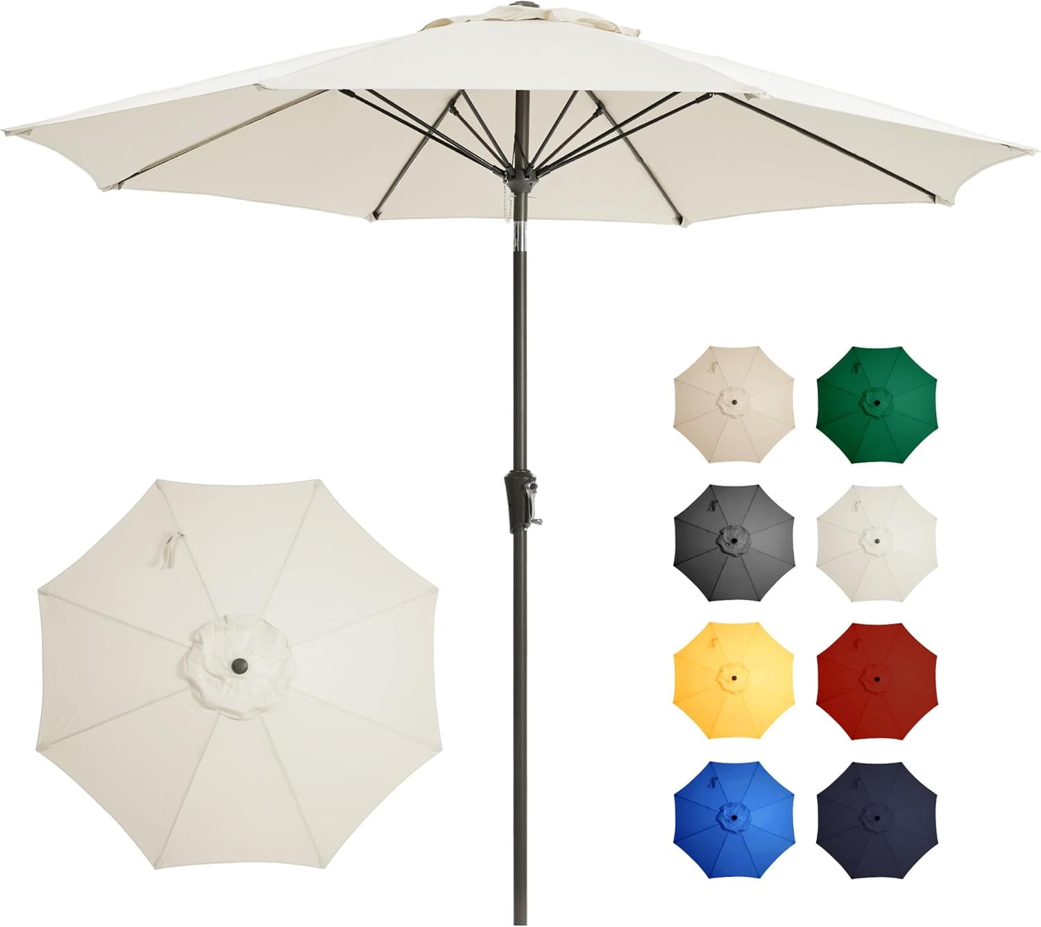 9FT Large Outdoor Patio Umbrella Market Table Umbrella-UV Resistant ...