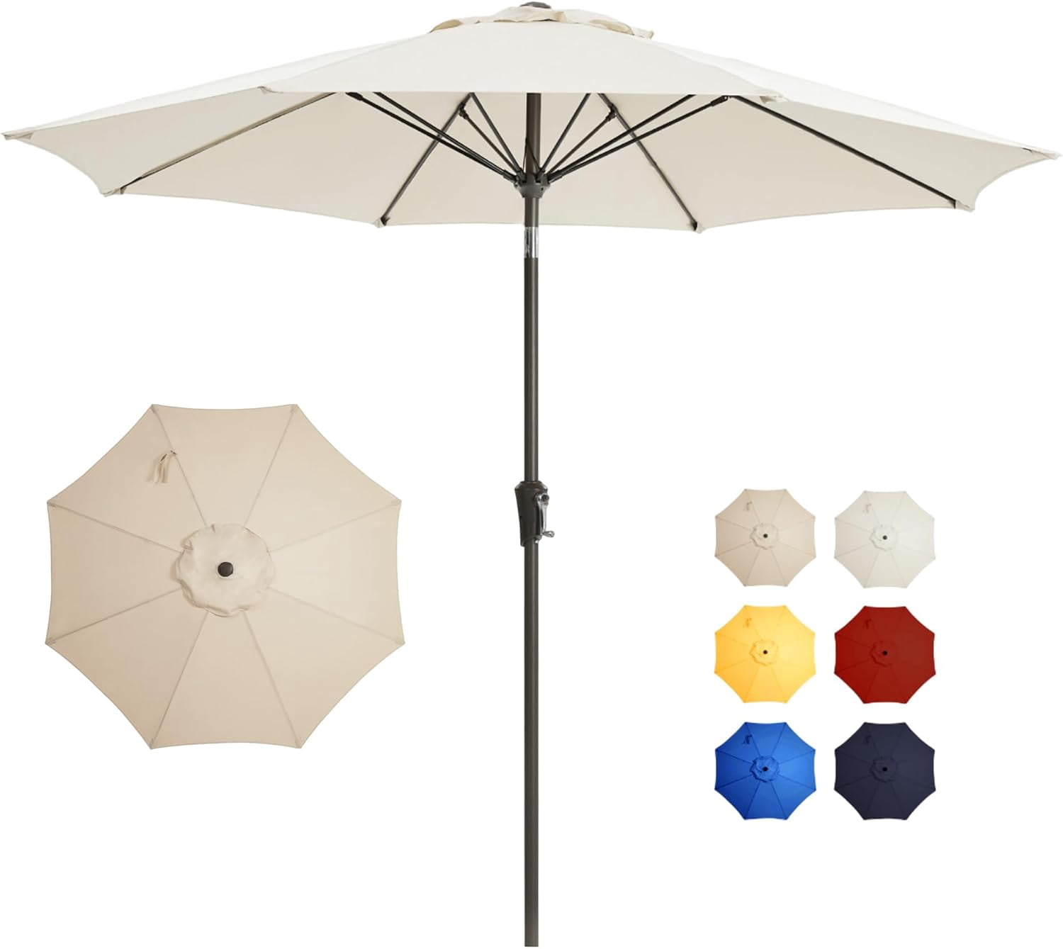 9FT Large Outdoor Patio Umbrella Pool Market Umbrella-UV Resistant ...