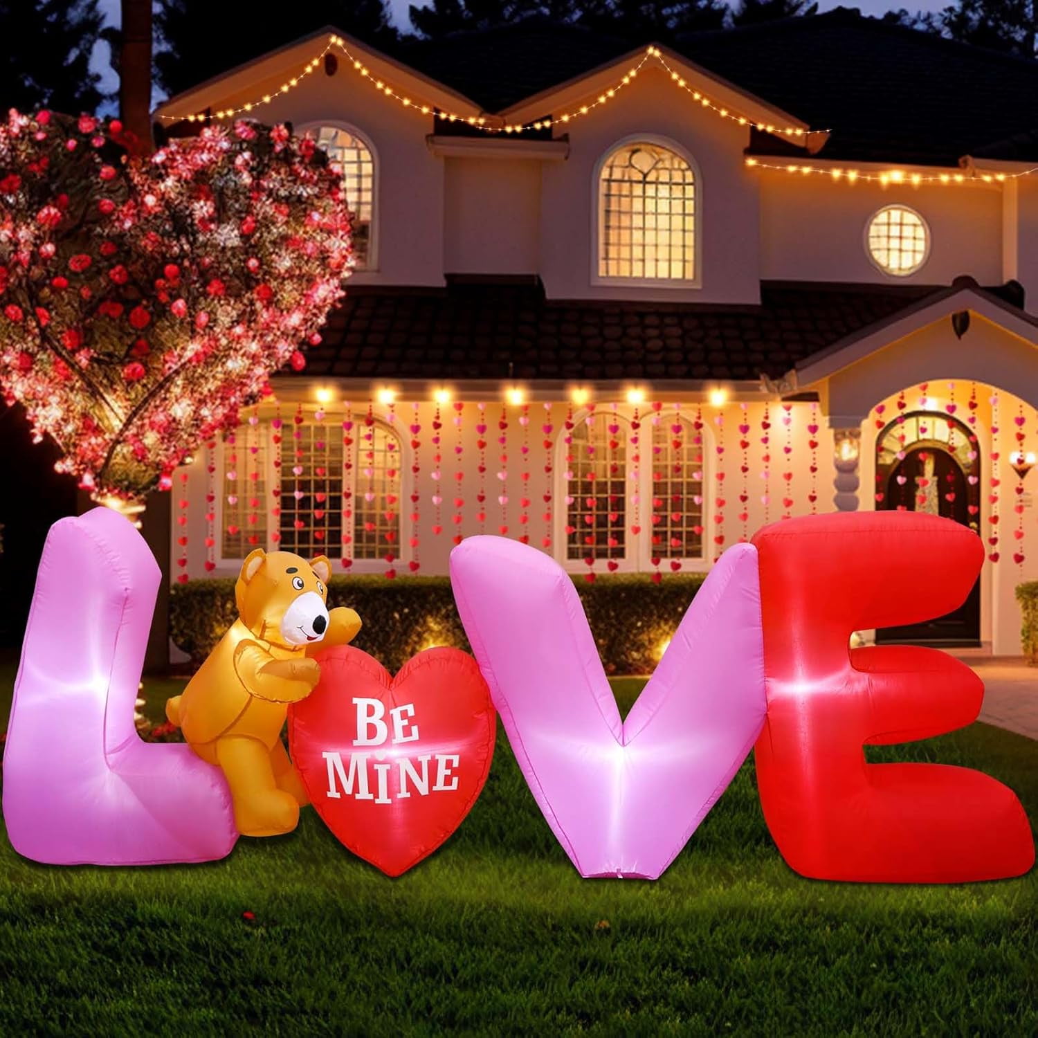 9FT Long Valentines Inflatables Love Letters with Lovely Bear, LED ...