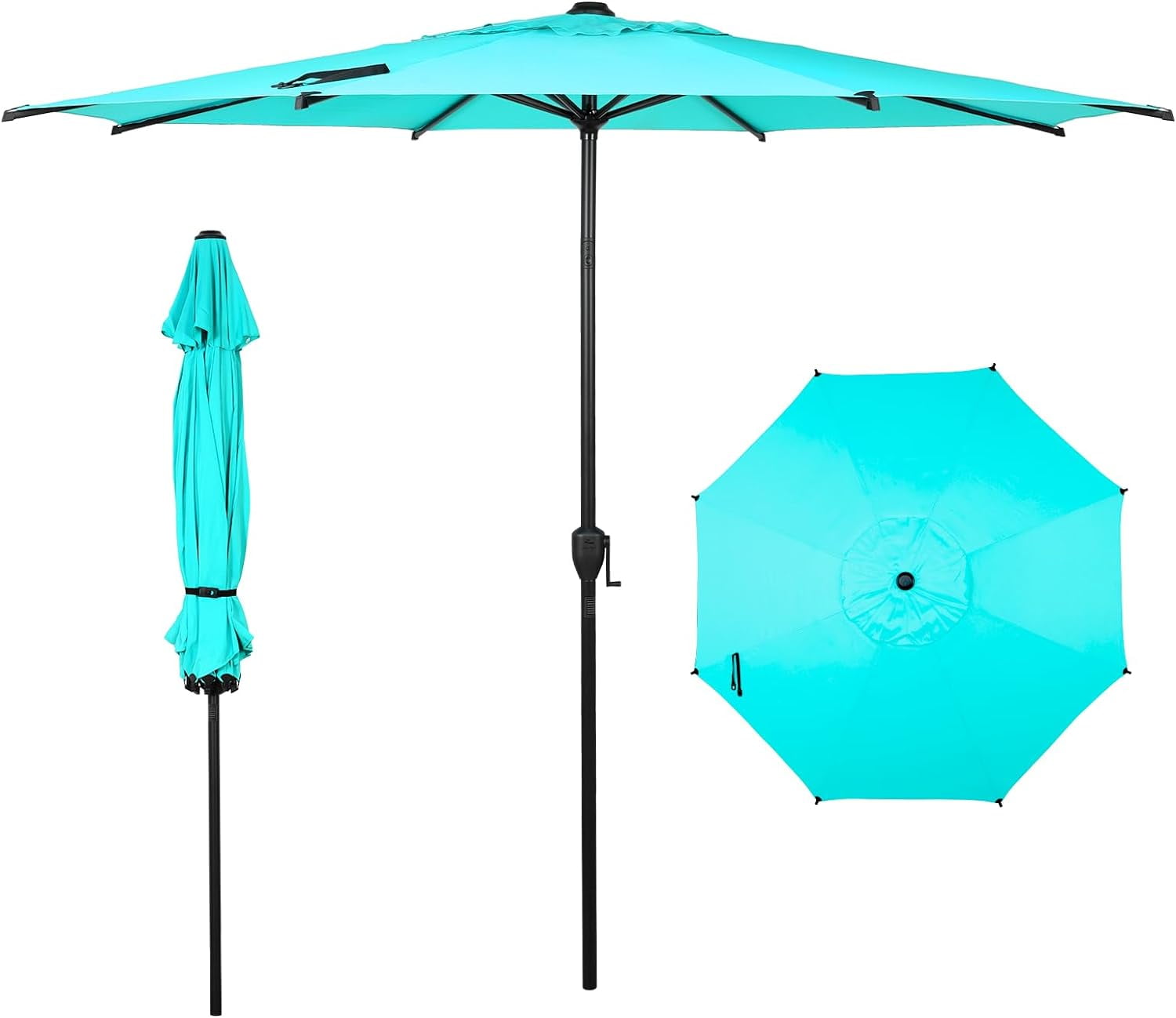 9FT Lyon Outdoor Patio Umbrella Table with Push Button Tilt and Crank ...