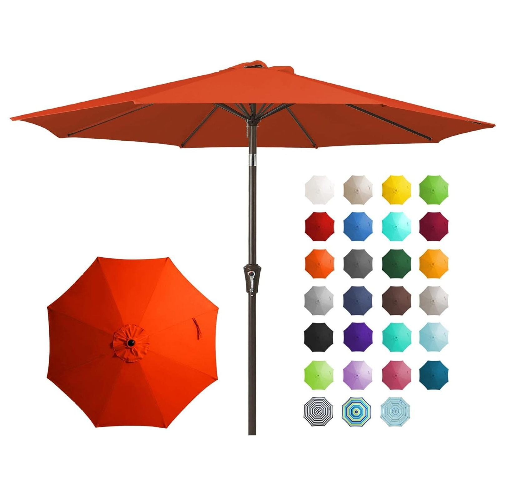 9FT Outdoor Patio Umbrella with Push Button Tilt and Crank for Garden ...