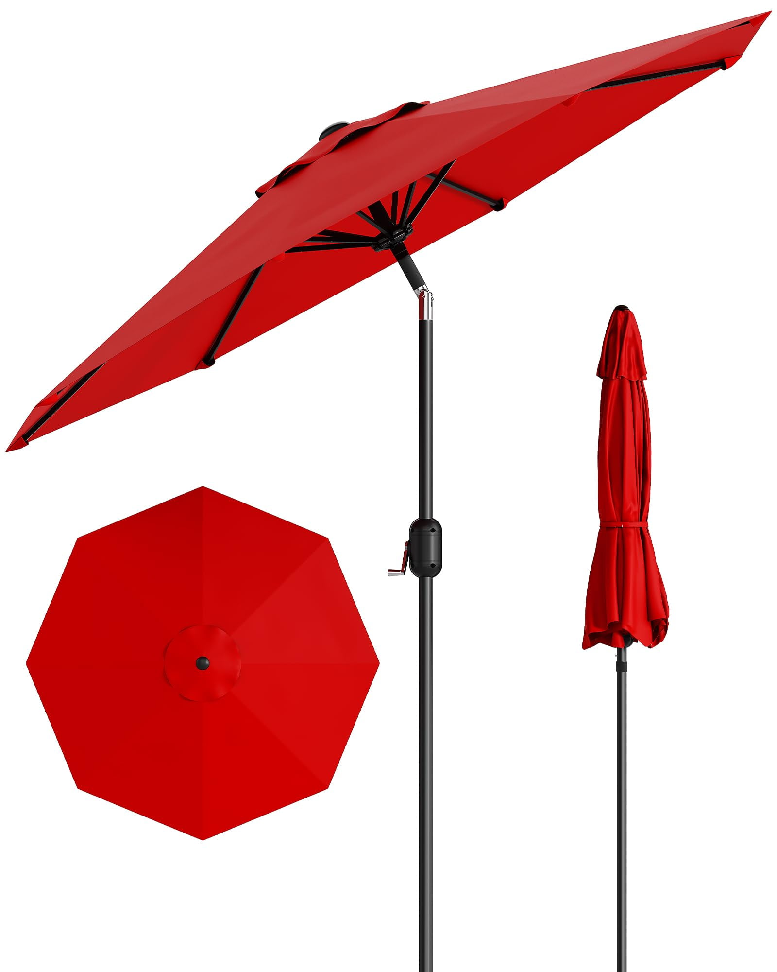 9FT Outdoor Patio Umbrella with Push Button Tilt and Crank, Market ...