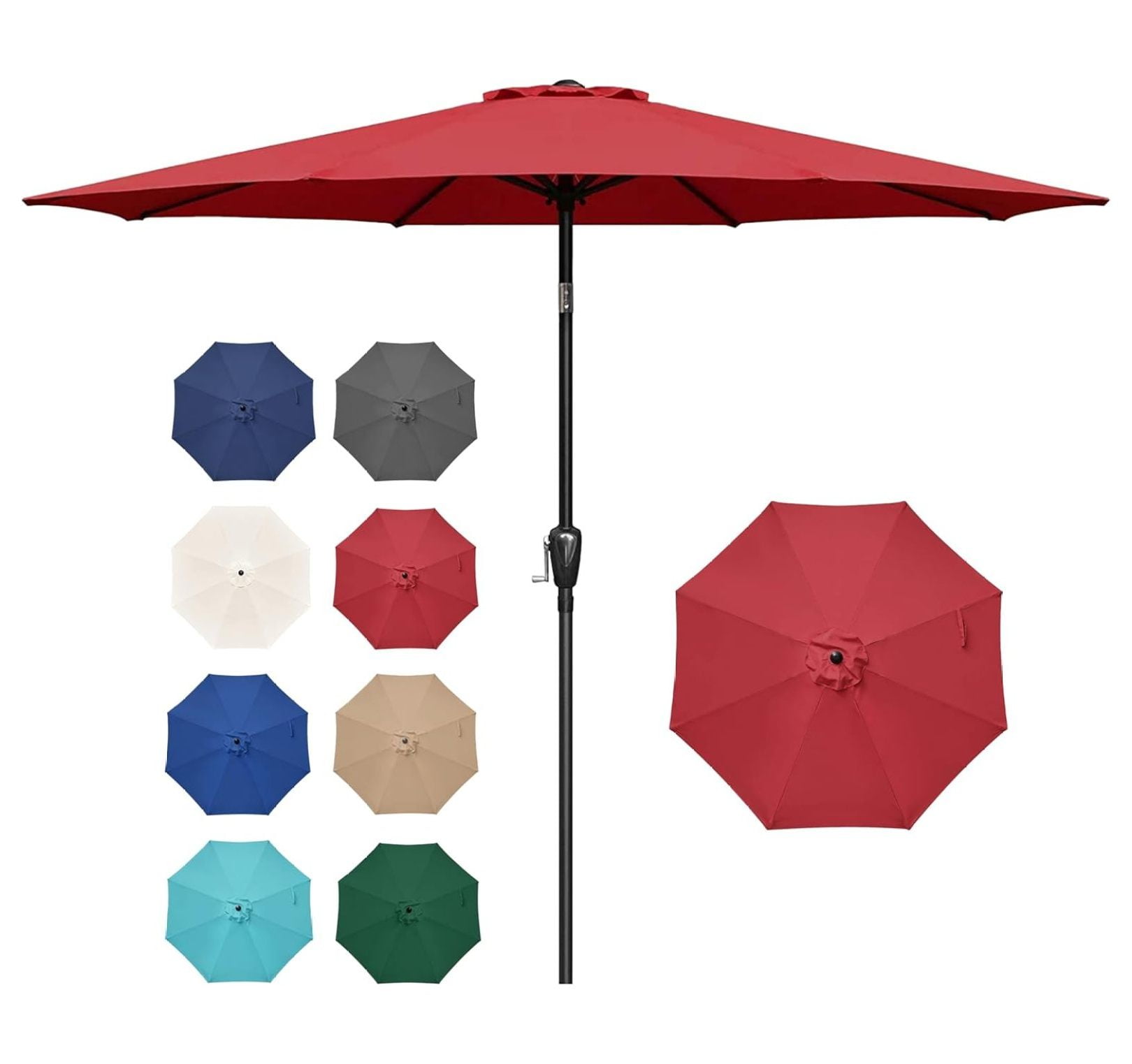 9FT Outdoor Patio Umbrella Table Market Umbrella with Push Button Tilt ...