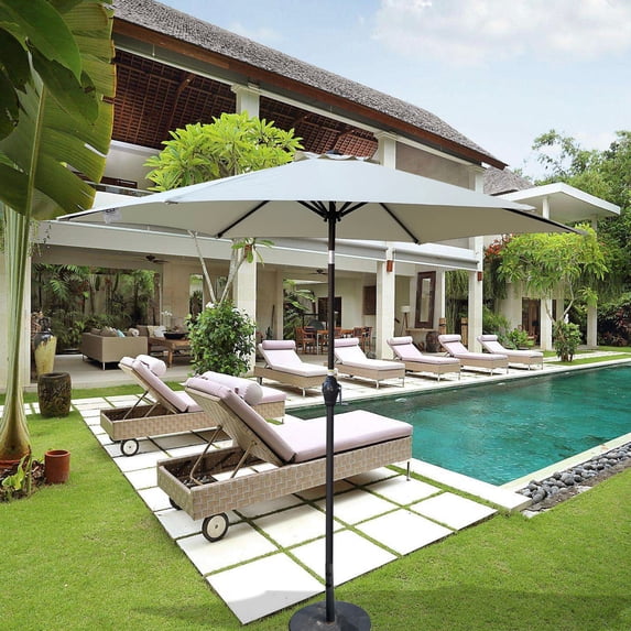9FT Outdoor Patio Umbrella with Crank and Push Button Tilt Steel Sturdy ...