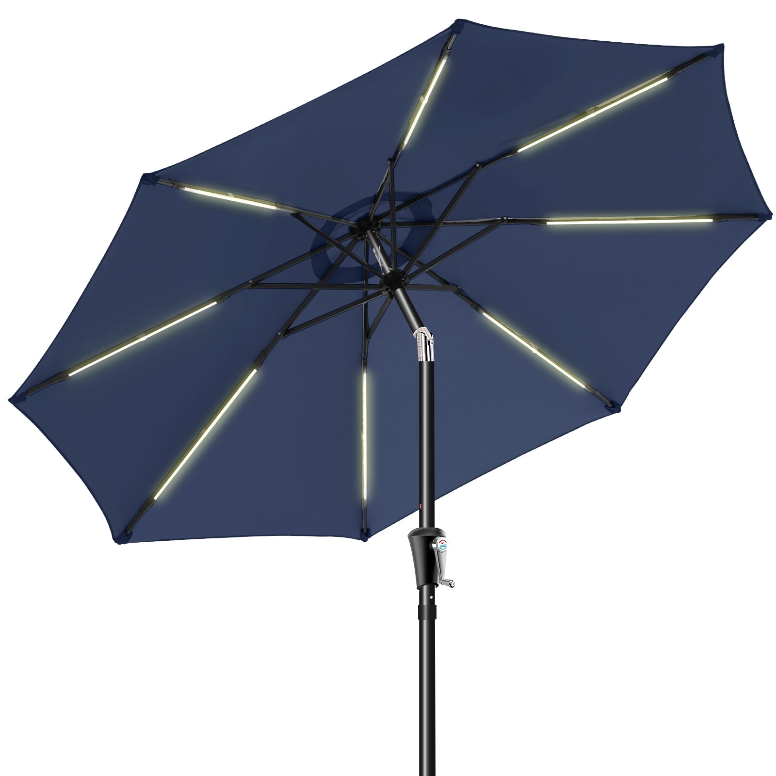 9FT Outdoor Solar LED Lighted Patio Umbrella with 8 LED Strip Lights ...
