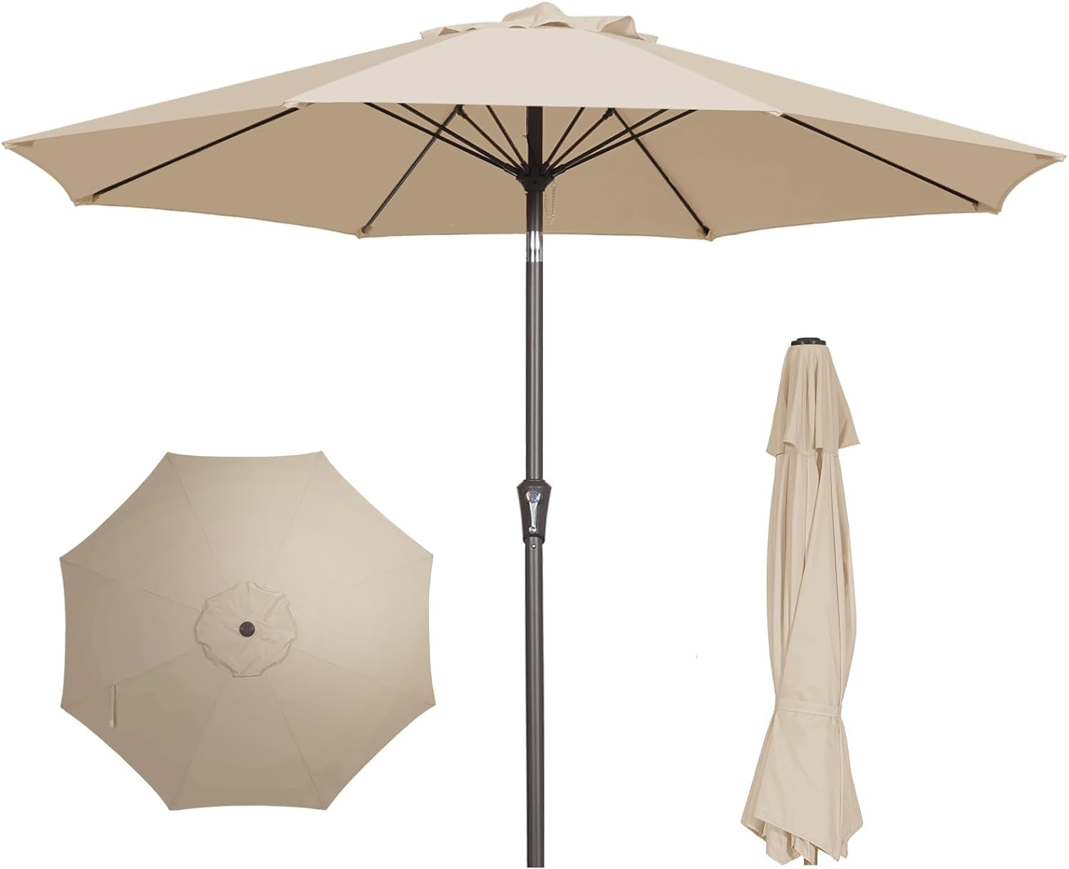 9FT Patio Outdoor Umbrella-UPF 50+ Sun Shade with Wind Vent, Push ...