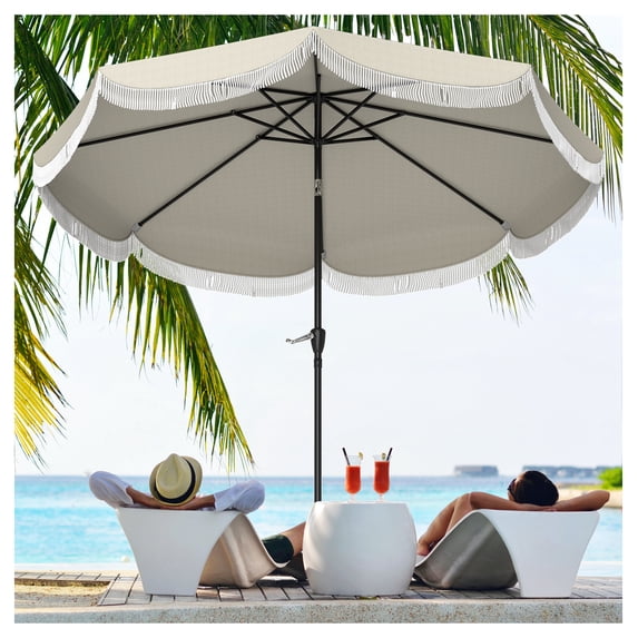 9FT Patio Umbrella Outdoor, Crank & Tilt Market Umbrella, UPF 30+ Sun ...