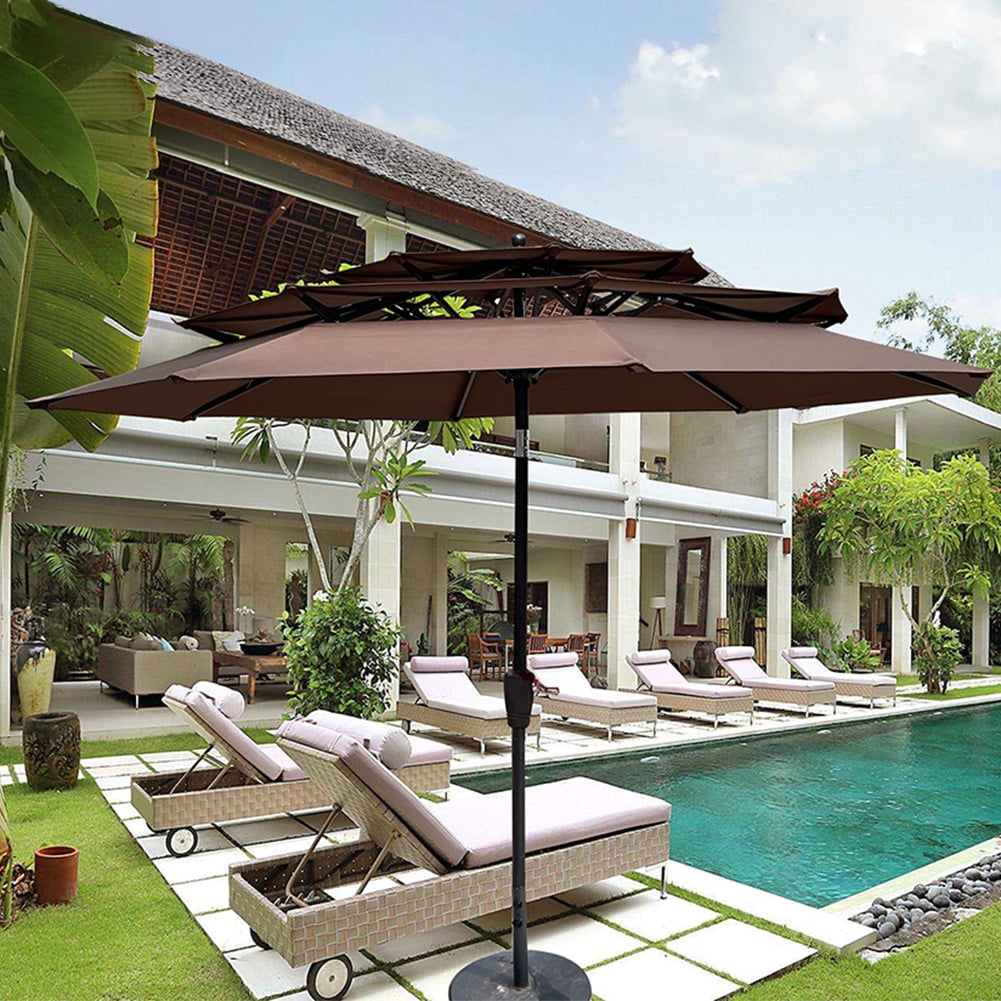 9FT Patio Umbrella, Outdoor Table Umbrella With Air Vents, Crank, Push ...