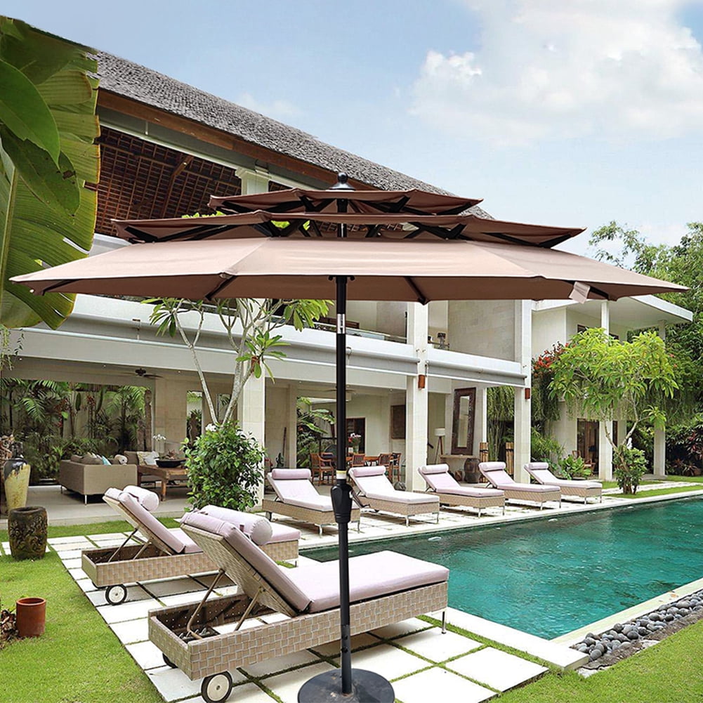 9FT Patio Umbrella, Outdoor Table Umbrella With Air Vents, Crank, Push ...