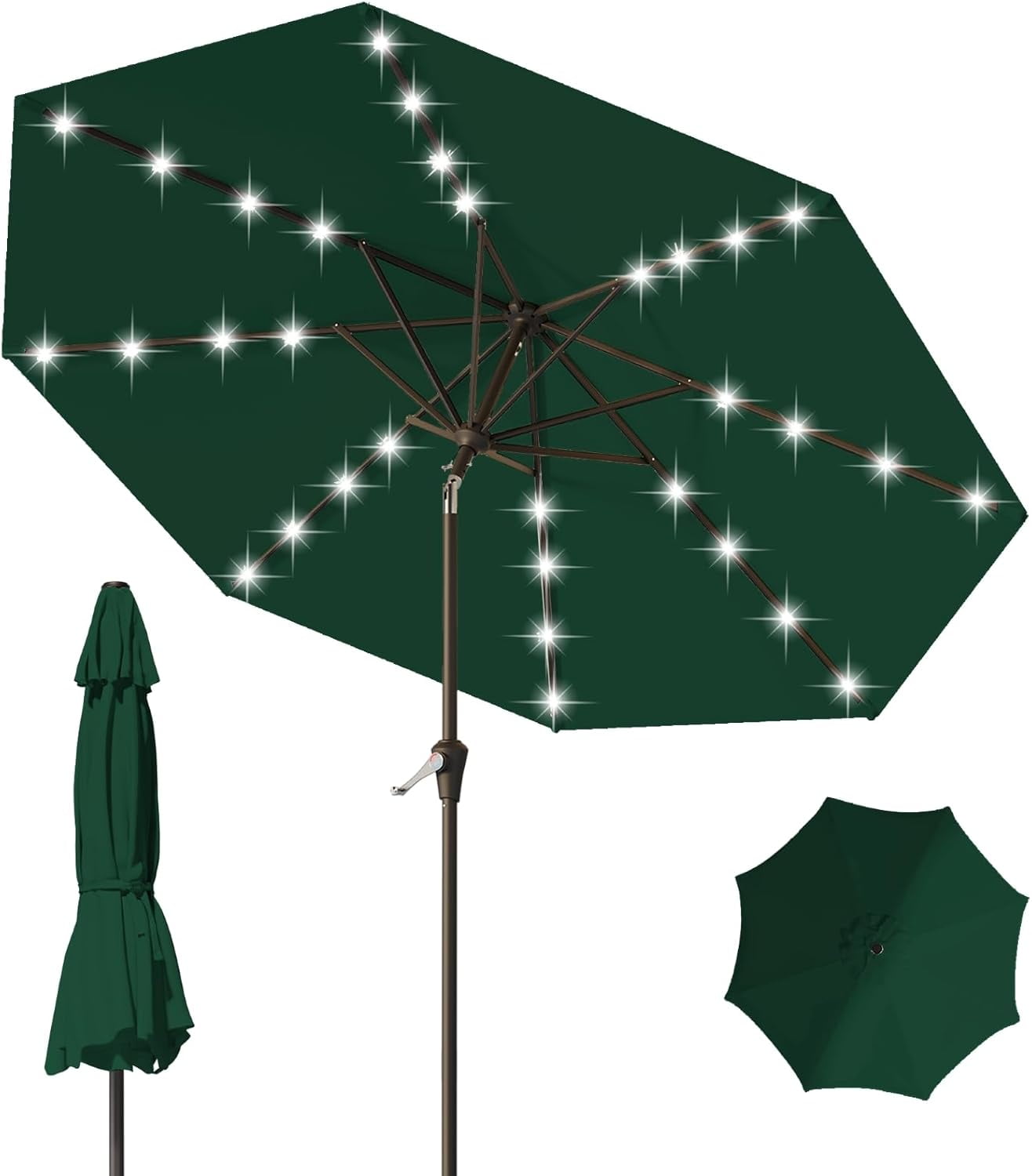 9FT Patio Umbrella with Solar Lights,Outdoor Market Umbrella with Tilt ...