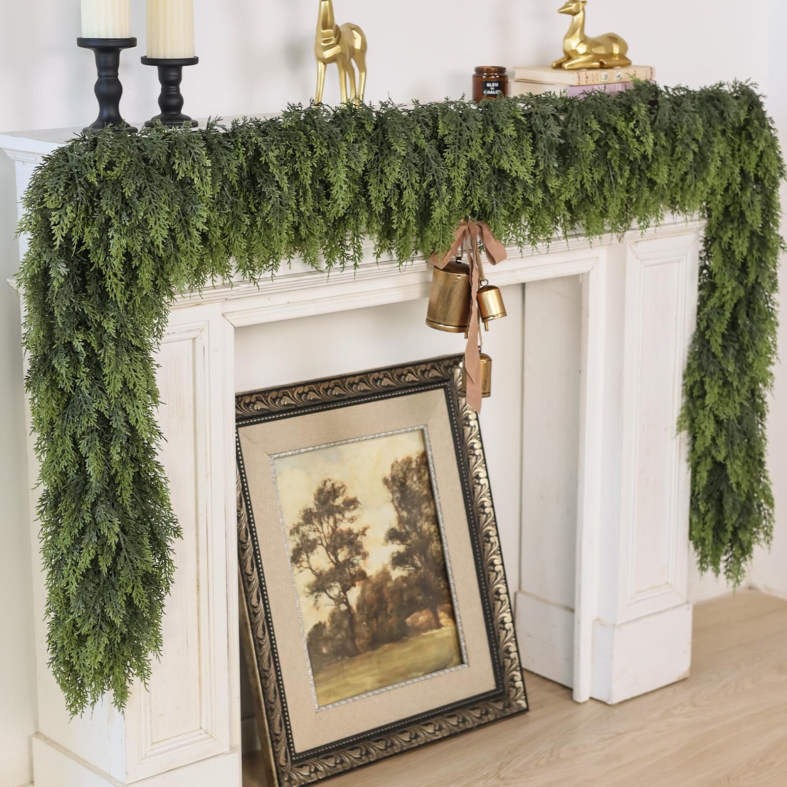 9FT Real Touch Cedar Garland for Fireplace - Artificial Garlands ...