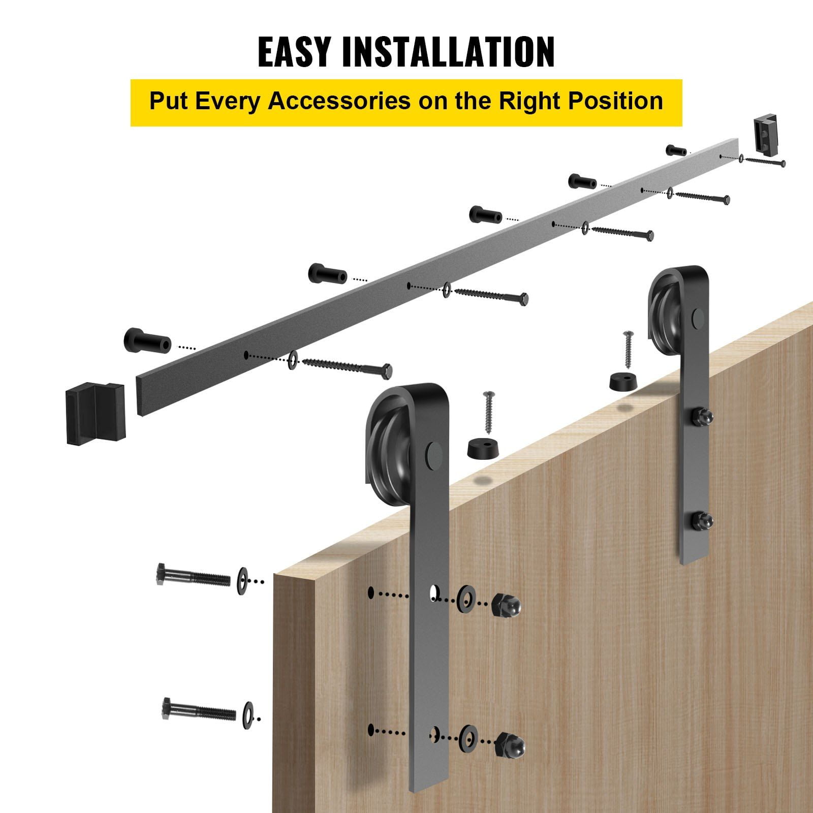 9FT Sliding Barn Door Hardware Kit, 330LBS Capacity, Double Door Track ...