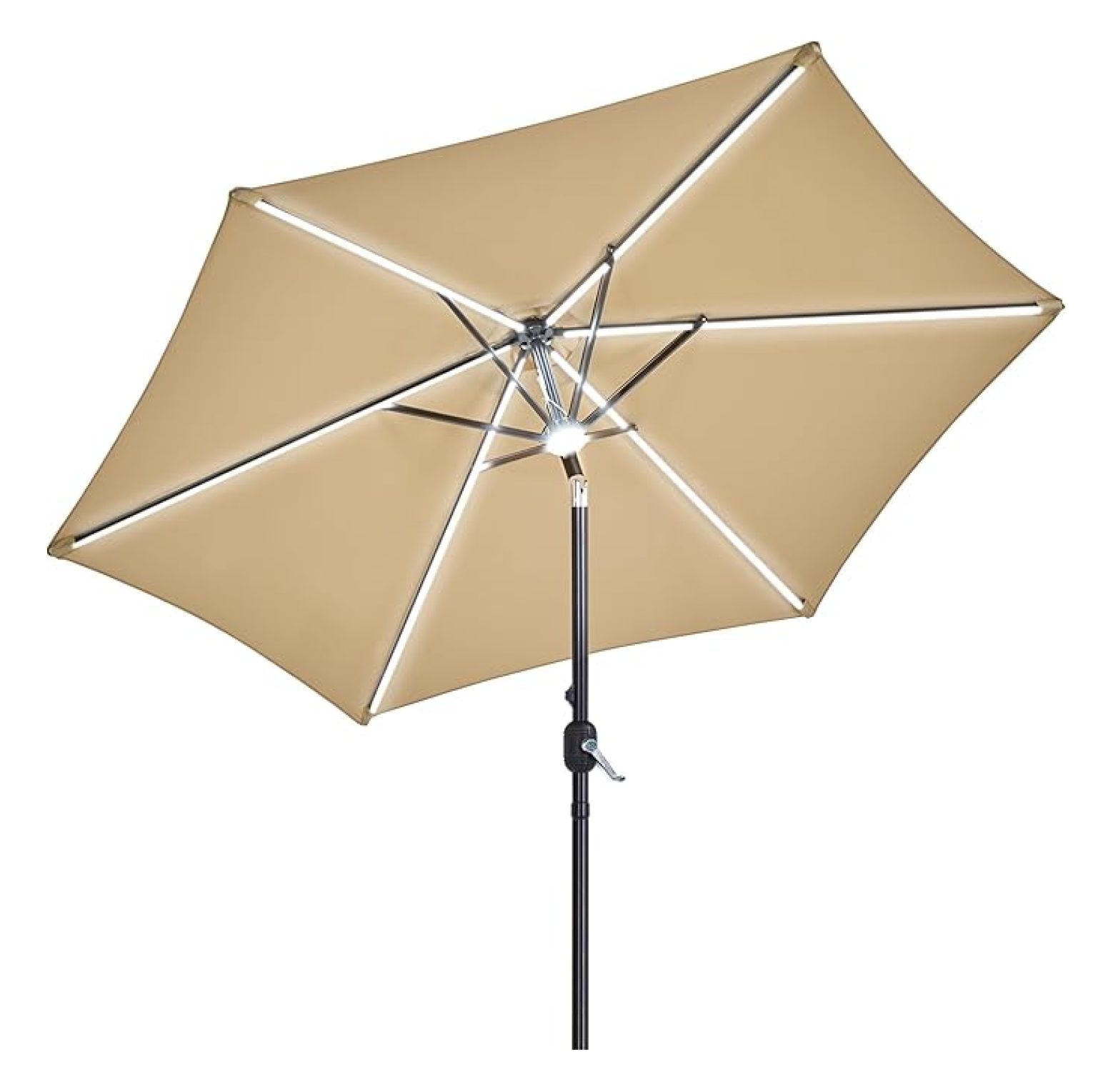 9FT Solar Lighted Patio Umbrella Large Outdoor Umbrella with Strip ...