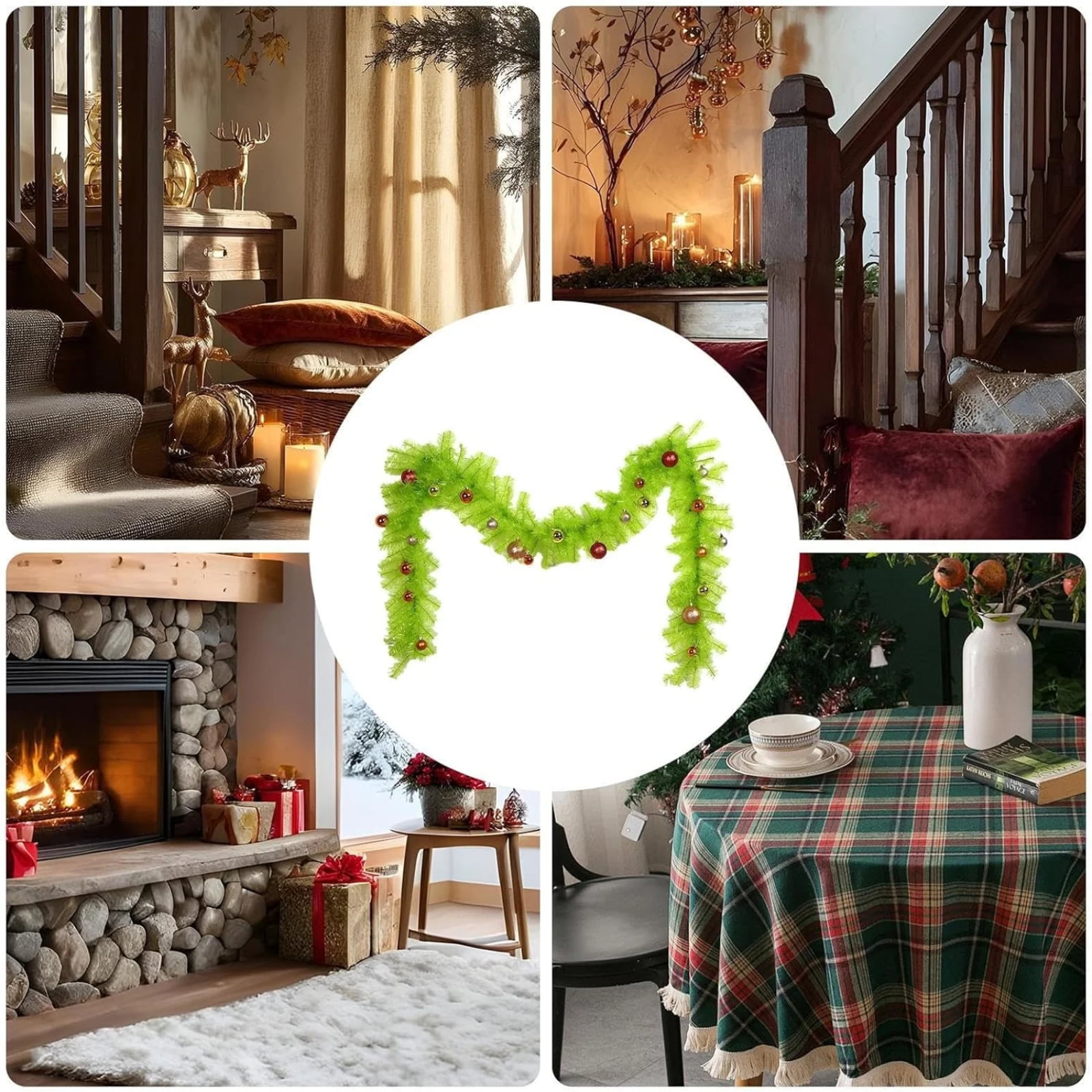 9FT UV Resistant Artificial Christmas Garland, Soft Rubber Faux Cedar ...