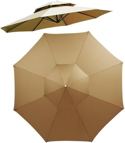 9Ft/10Ft 8 Ribs Umbrella Replacement Canopy Double Top Layer Cantilever ...