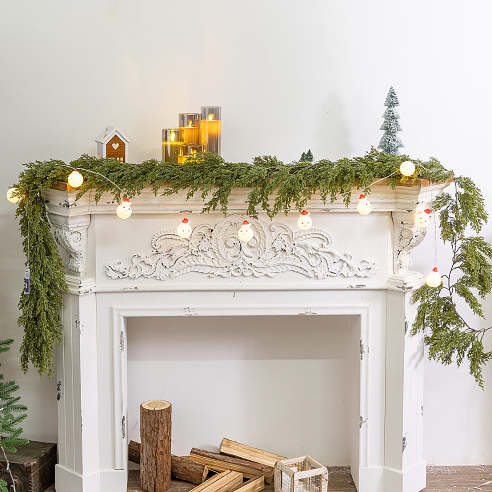 9Ft Artificial Christmas Norfolk Pine Garland Green Christmas Garland ...