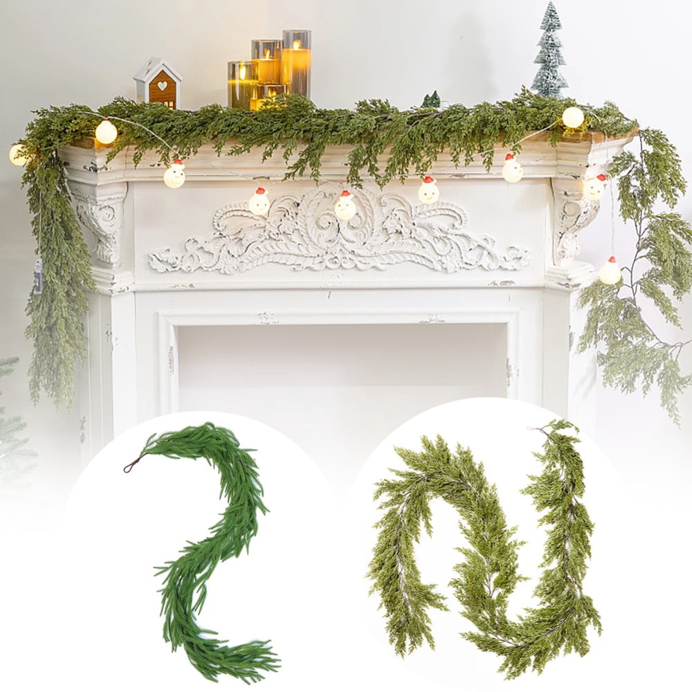 9Ft Artificial Soft Christmas Pine Garland, Green Real Touch Greenery ...