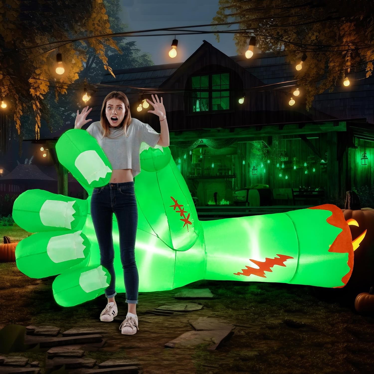 9Ft Long Giant Halloween Inflatables Zombie Arm Outdoor Decoration ...
